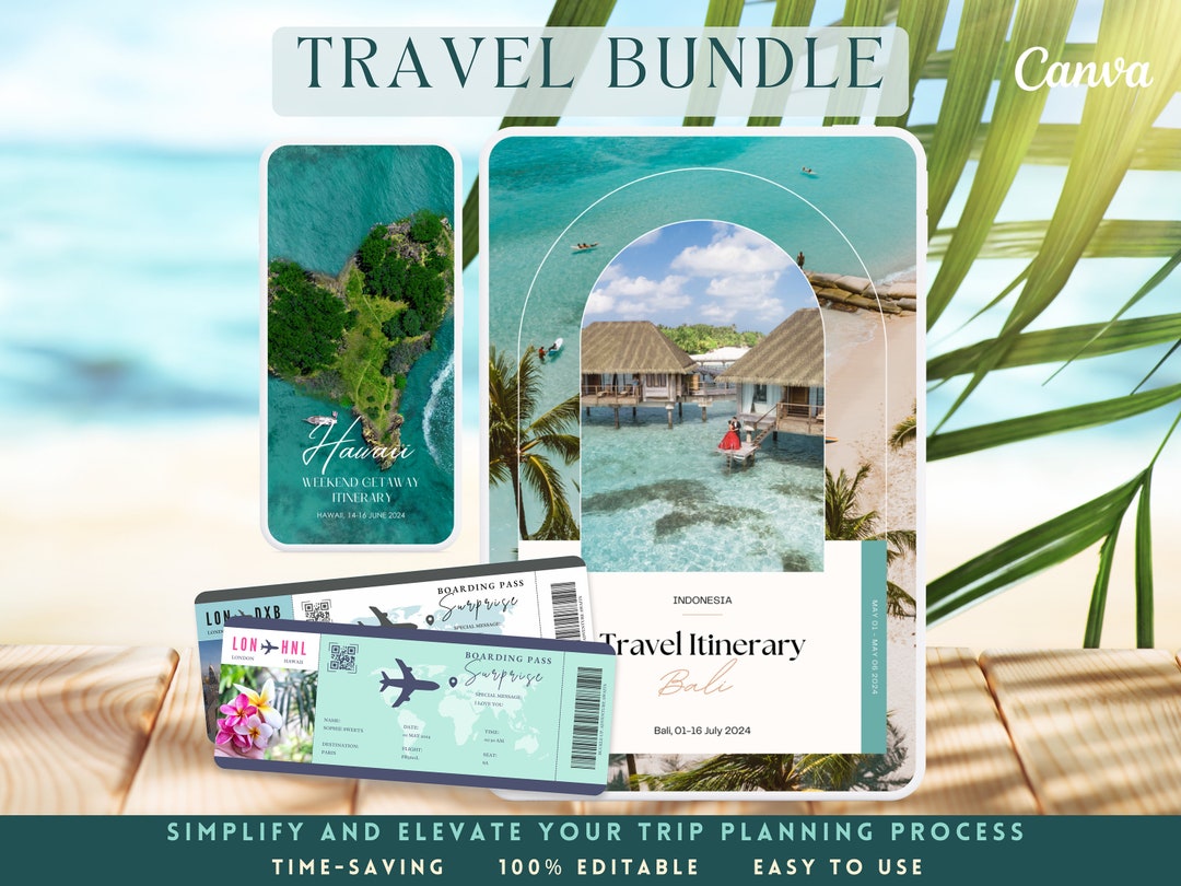 Travel Itinerary Bundle Honeymoon Vacation Itinerary Template Mobile ...