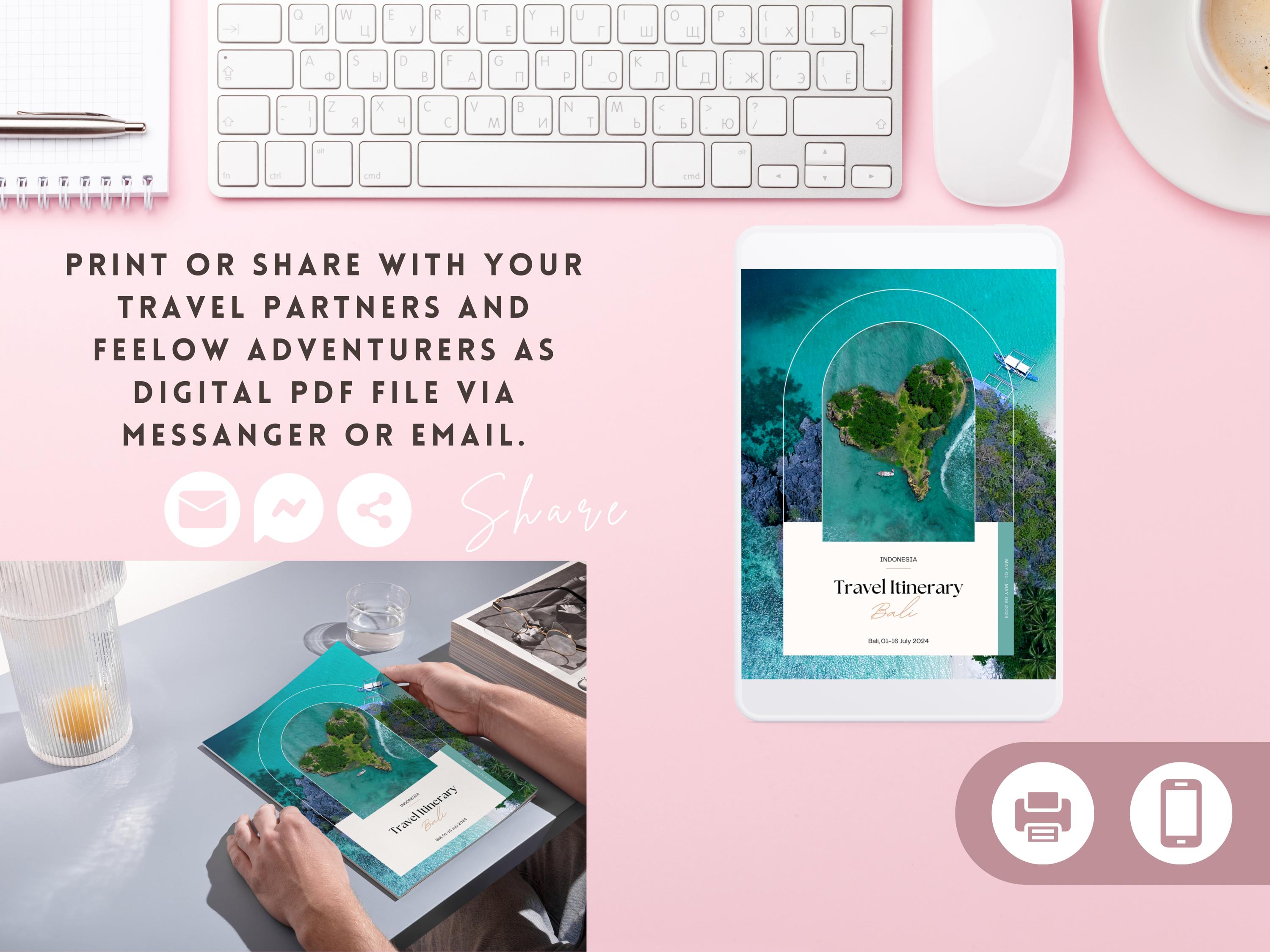 Travel Itinerary Editable Honeymoon Planner Travel Itinerary Template ...