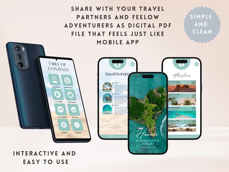 Travel Itinerary Template Weekend Getaway Trip Planner Custom Mobile ...