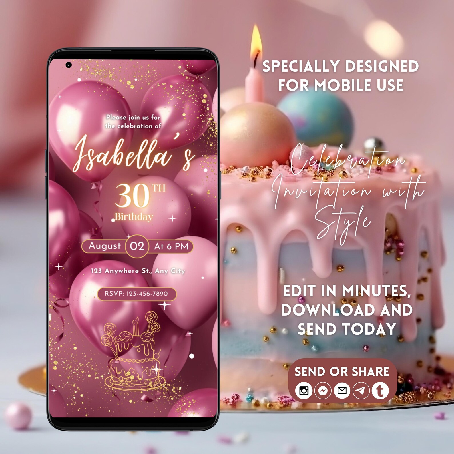 Birthday Invitation Template Digital Animated Birthday Party Invite ...