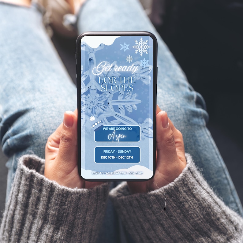 Ski Trip Invitation Itinerary Template Winter Vacation Digital Invite ...