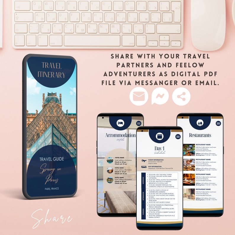 Modern Travel Itinerary Template Mobile Itinerary Honeymoon Planner ...