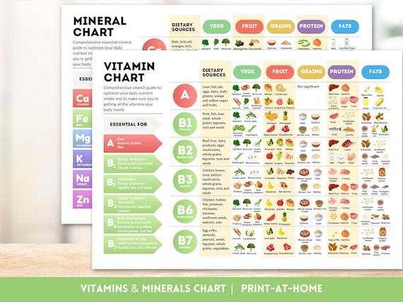 Vitamins And Minerals Study Chart