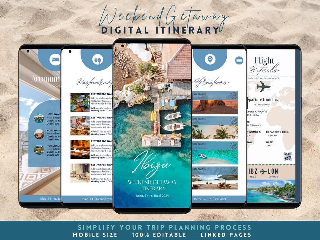 Weekend Getaway Itinerary Template Trip Planner Custom Mobile Travel ...