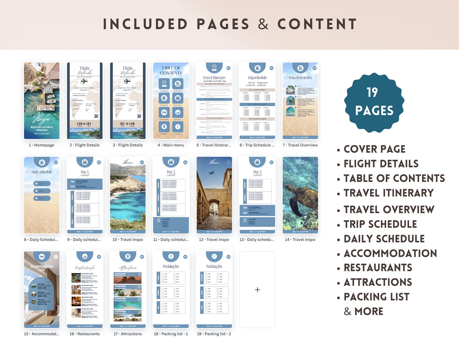 Weekend Getaway Itinerary Template Trip Planner Custom Mobile Travel ...