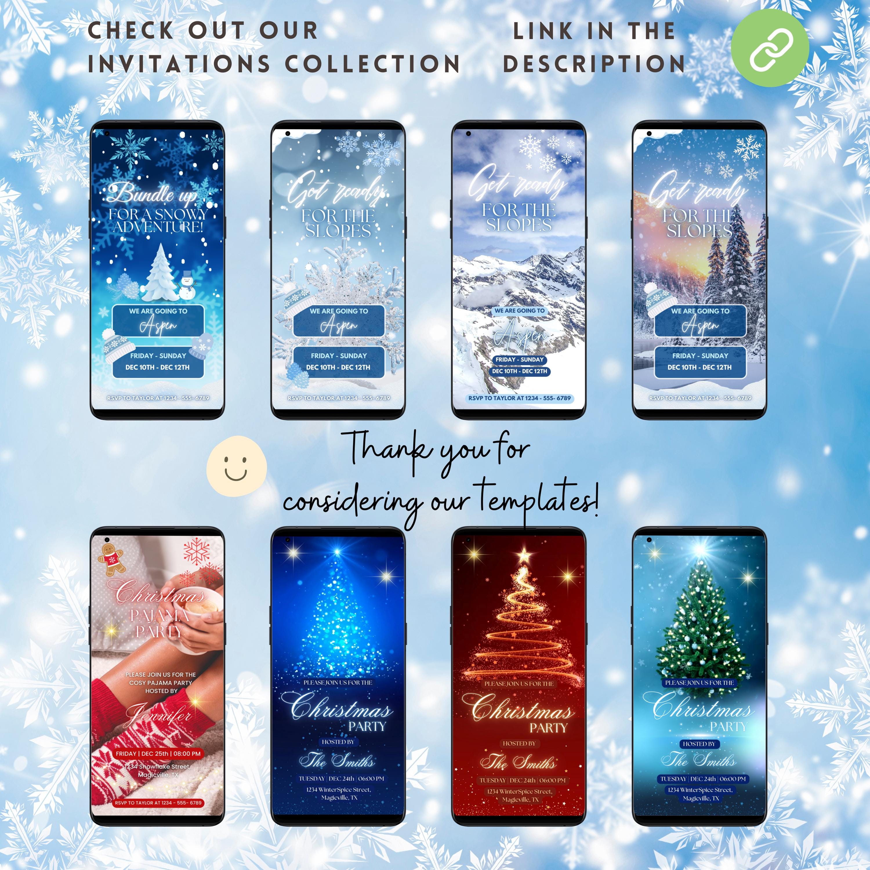 Ski Trip Invitation Itinerary Template Winter Vacation Digital Invite ...