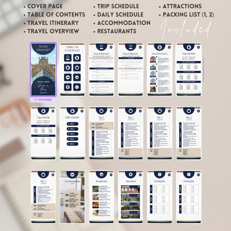 Modern Travel Itinerary Template Mobile Itinerary Honeymoon Planner ...