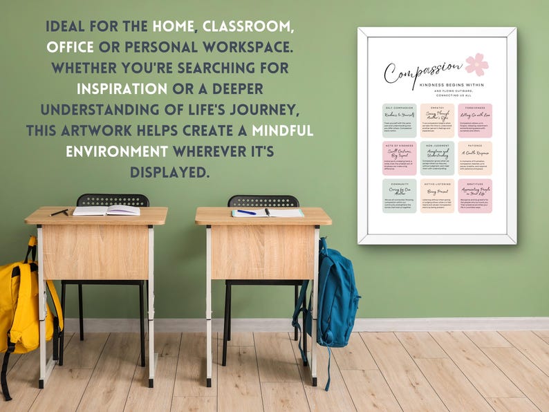 Compassion Motivational Poster Printable Mindfulness Home Decor School ...