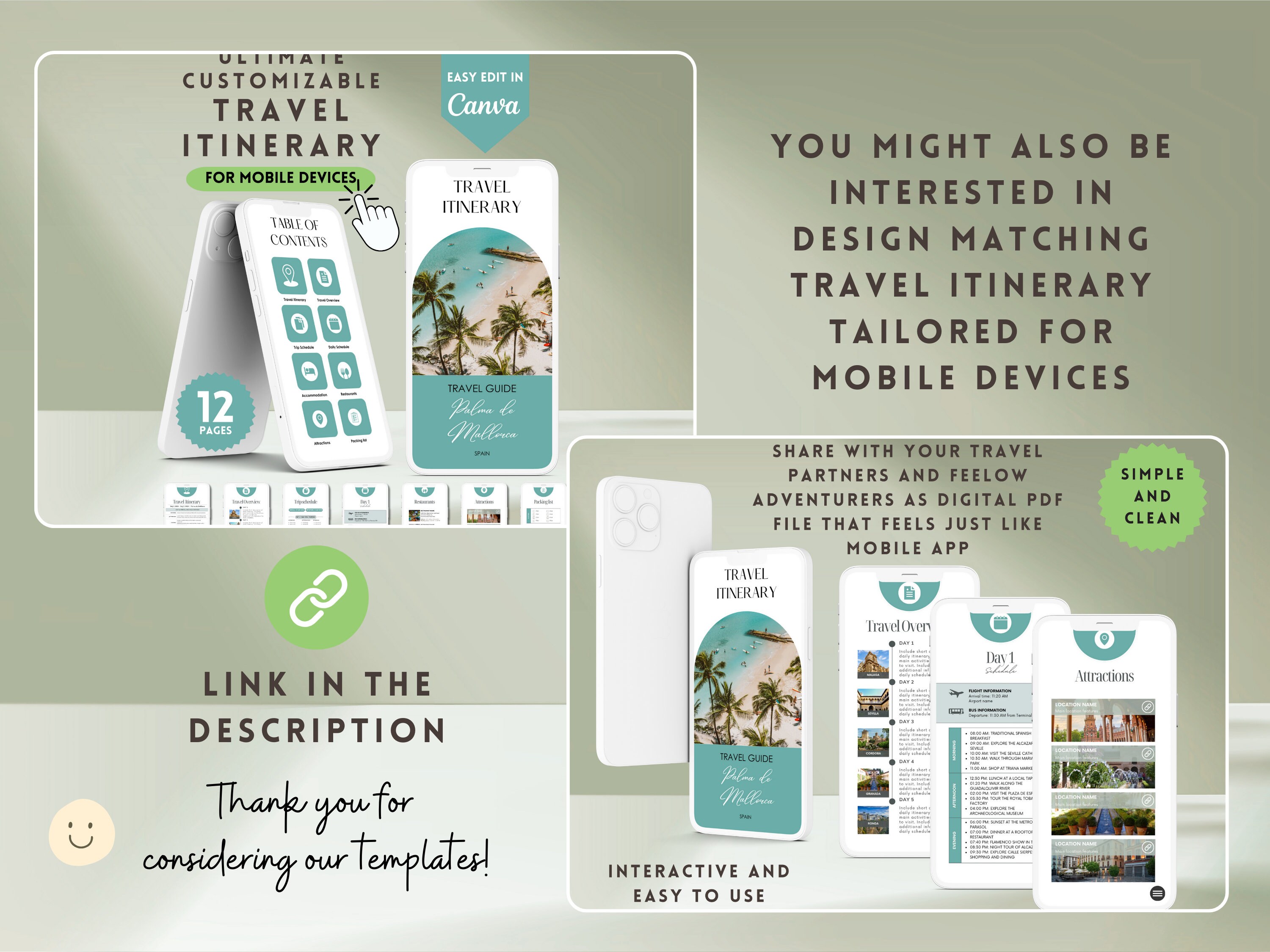 Custom Travel Itinerary Honeymoon Planner Mobile Travel Itinerary ...