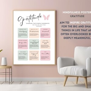 Gratitude Motivational Poster Printable Mindfulness Home Decor School ...
