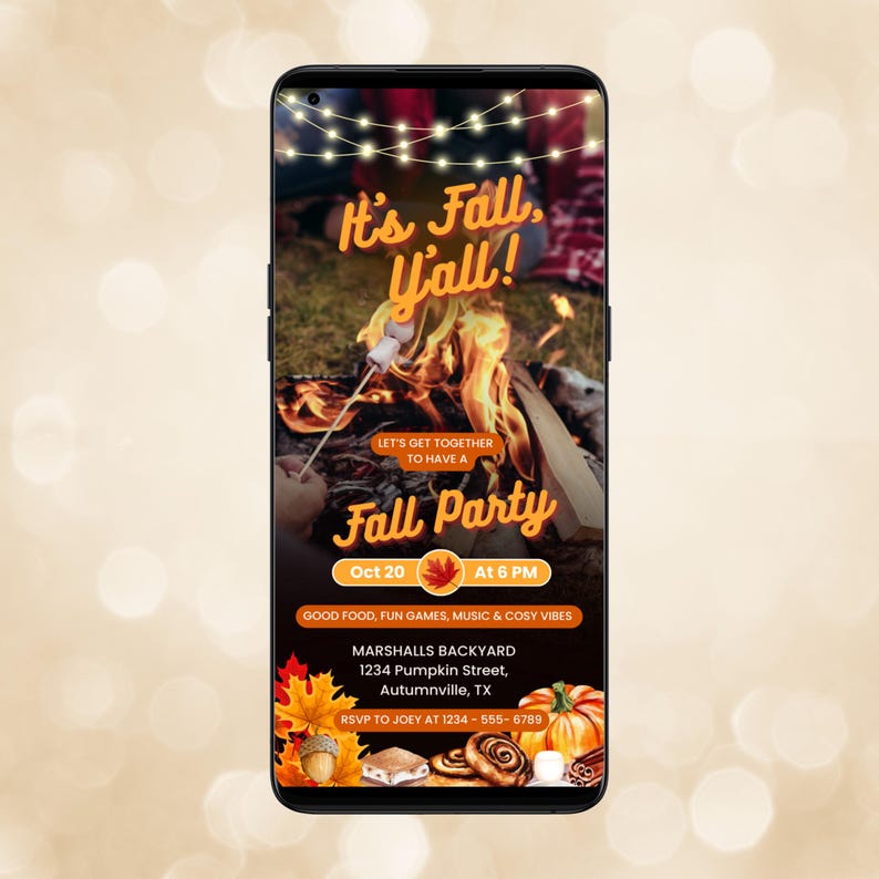Editable Fall Party Invitation Digital Animated Fall Birthday Video ...