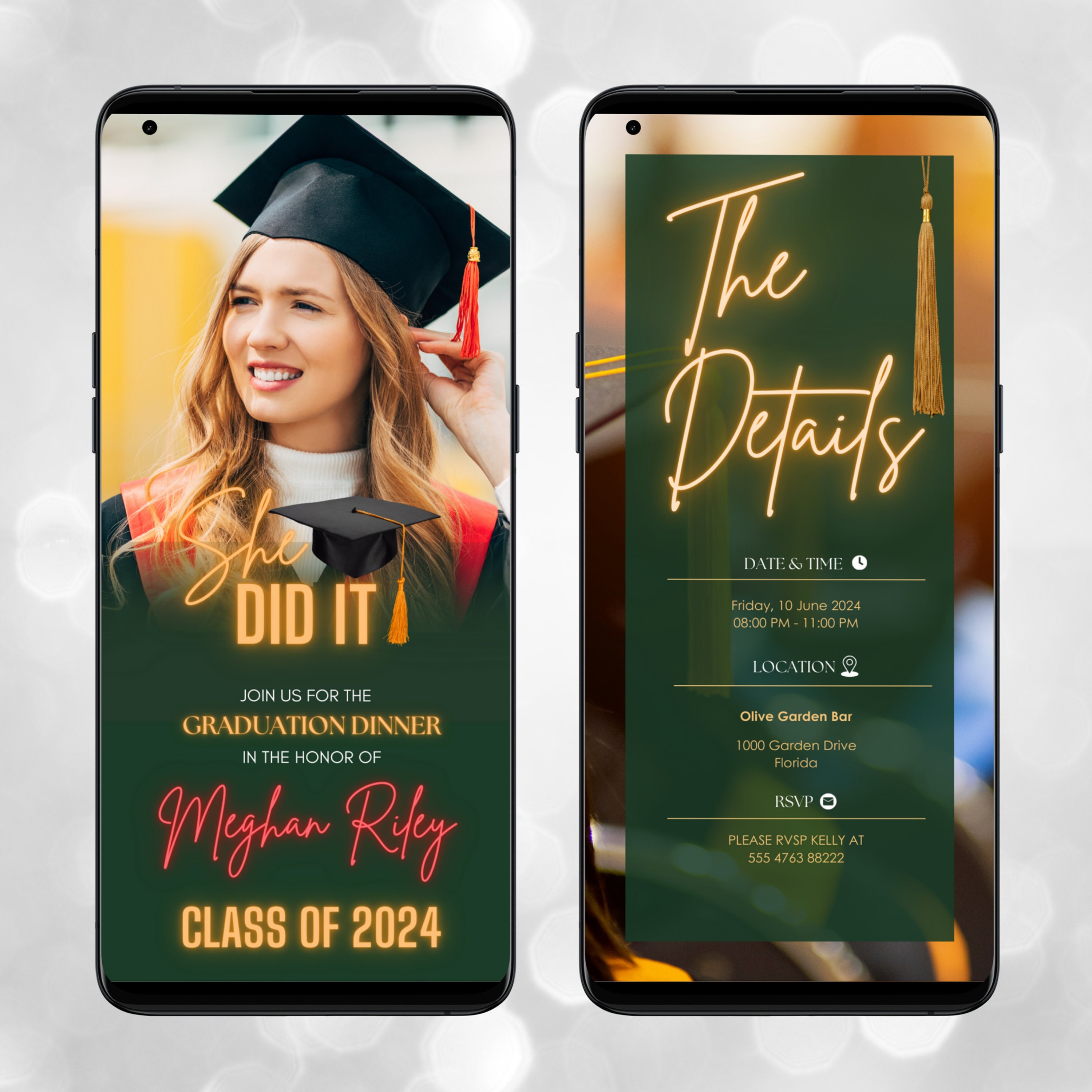 Graduation Dinner Invitation Template Digital Graduation Party Animated ...