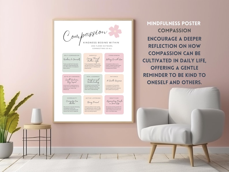 Compassion Motivational Poster Printable Mindfulness Home Decor School ...