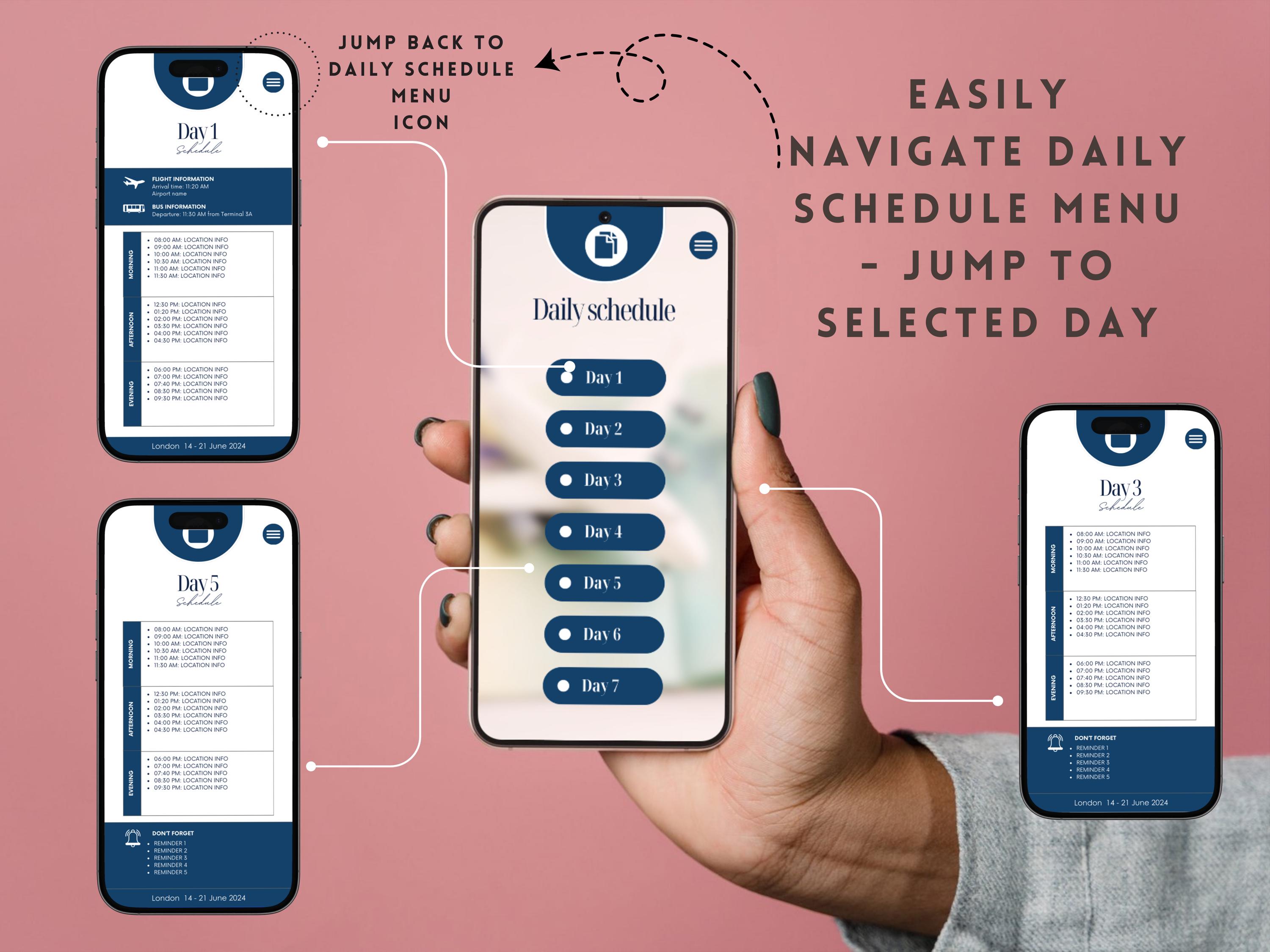 Travel Itinerary Template Digital Trip Planner Custom Mobile Travel ...