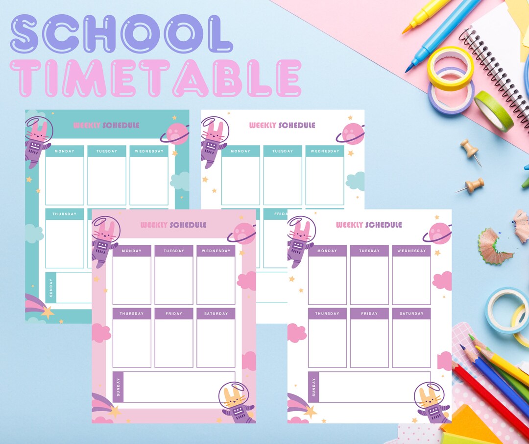 Kids School Timetable, Printable Editable Weekly Kids School Schedule ...