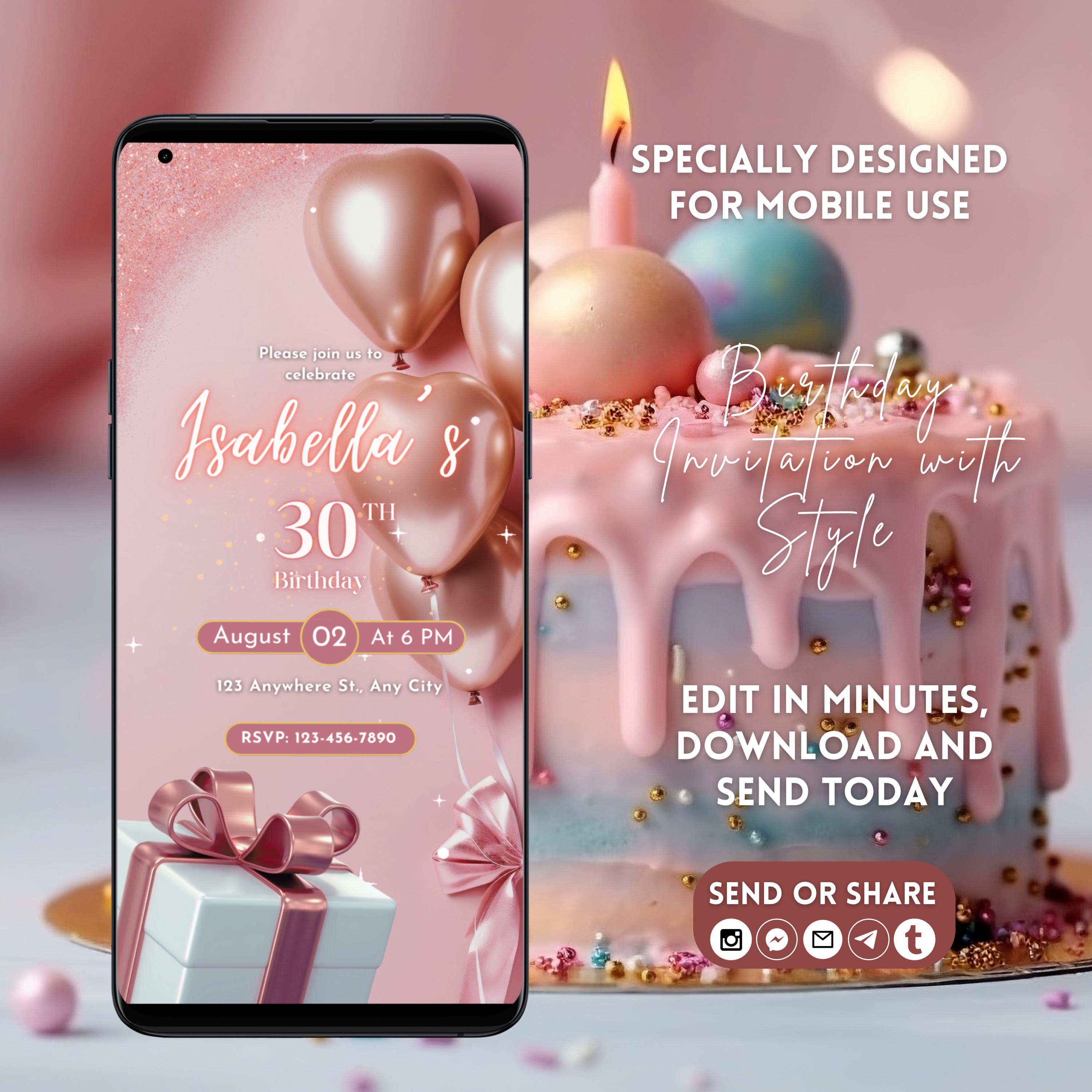 Digital Birthday Party Invitation Template Animated Birthday Party ...