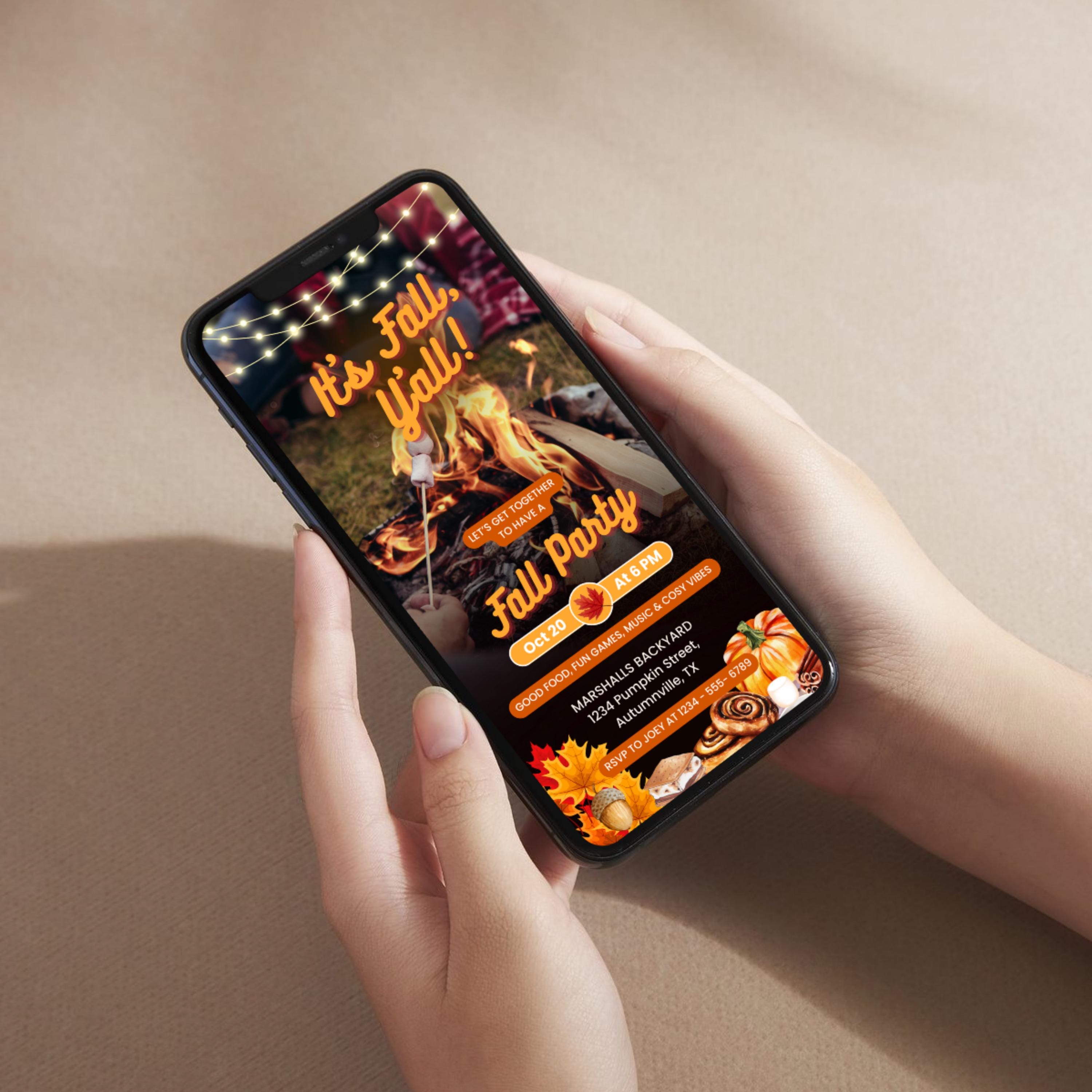 Editable Fall Party Invitation Digital Animated Fall Birthday Video ...