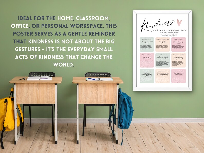 Kindness Motivational Poster Printable Self Care Home Decor School ...