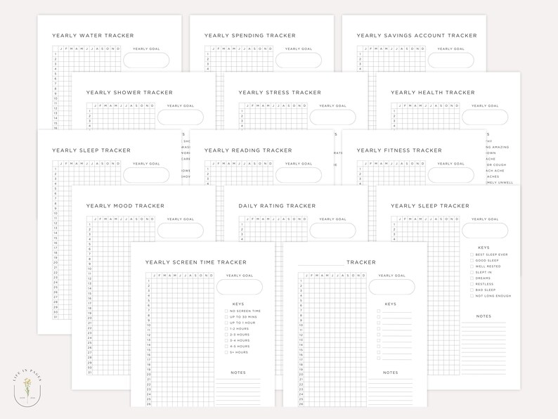 Year in Pixels Printable Habit Tracker Bundle | Customisable | Track ...