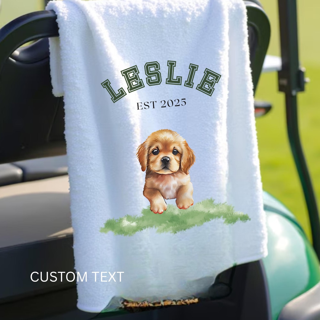Custom Pet Golf Towel Using Pet Photo + Pet Name Personalized Dog Golf Towels Custom Cat Golf ...