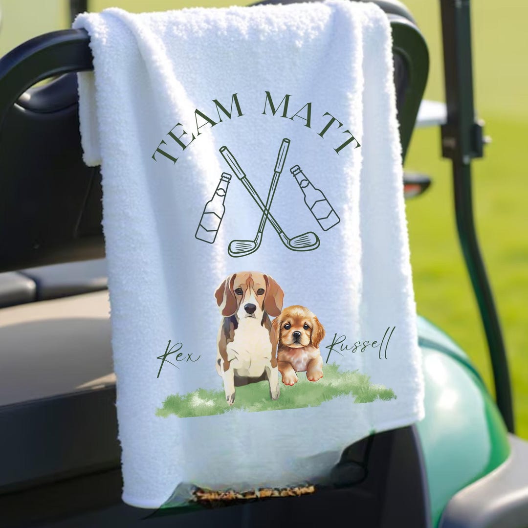 Custom Pet Golf Towel Using Pet Photo + Pet Name Personalized Dog Golf Towels Custom Cat Golf ...