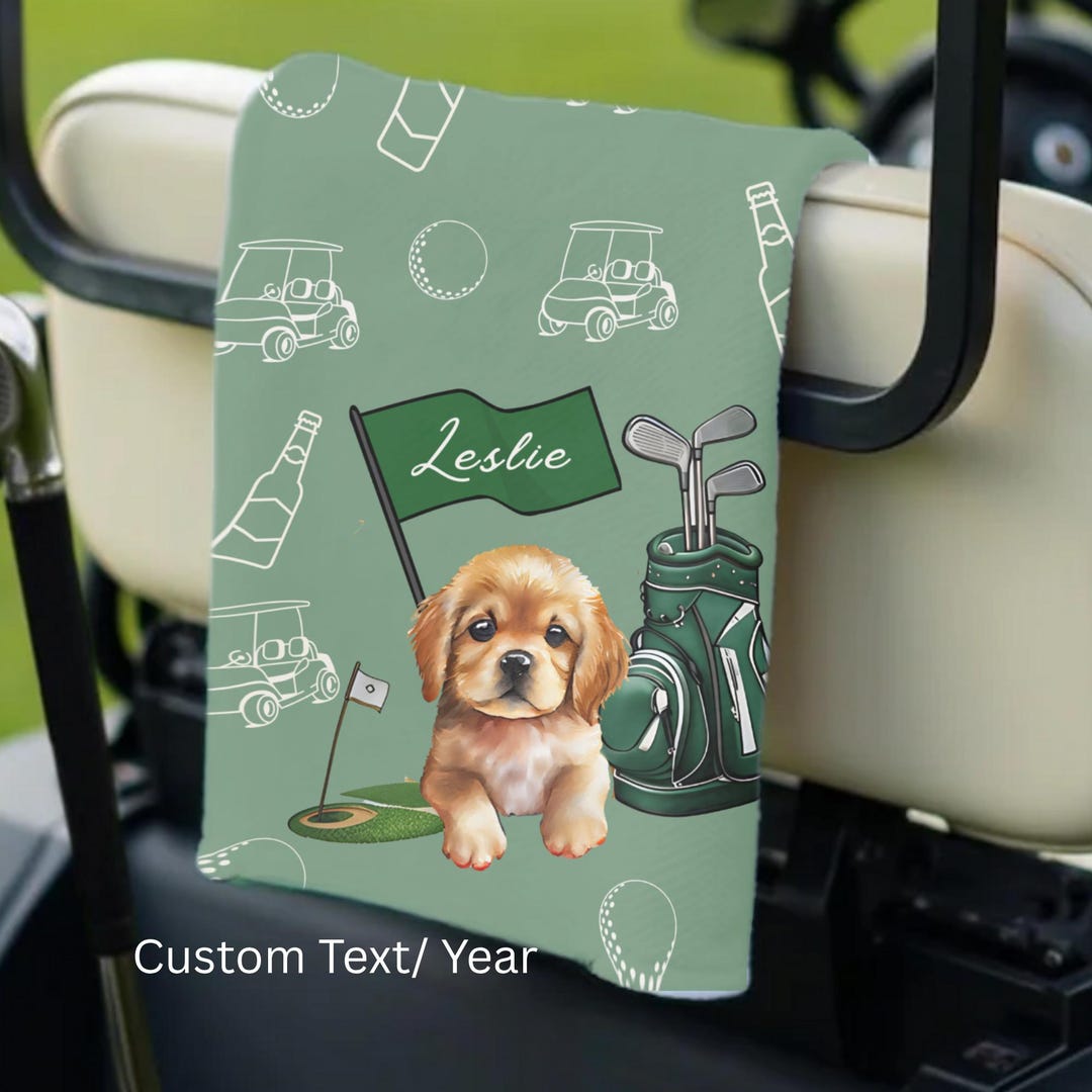 Custom Pet Golf Towel Using Pet Photo + Pet Name Personalized Dog Golf Towels Custom Cat Golf ...