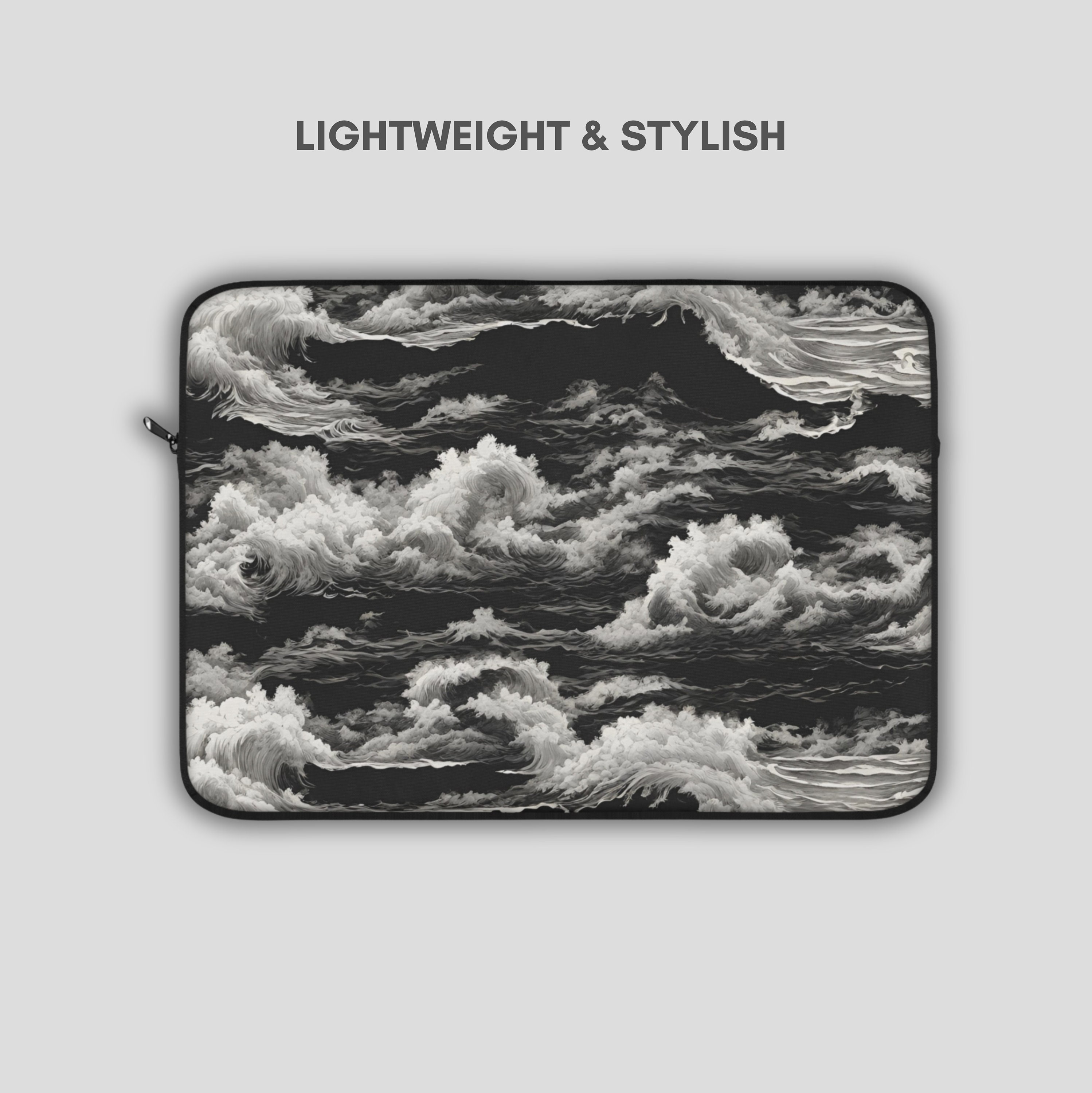 Smoke Black White Gray Abstract Design Laptop Sleeve Dark Colored Goth ...