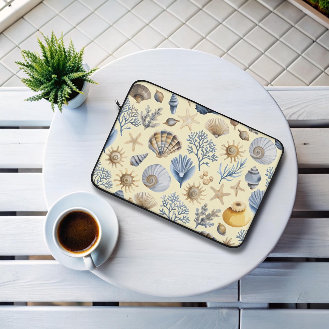 Seashell Print Pattern Laptop Sleeve Summer Aesthetic Laptop Cover ...