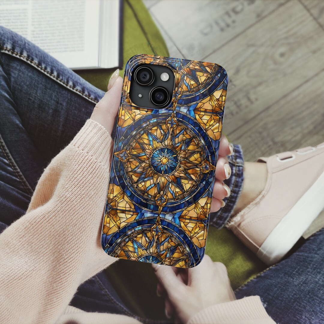 Stained Glass Sun Pattern Phone Case Tough Phone Case iPhone Case 15 ...