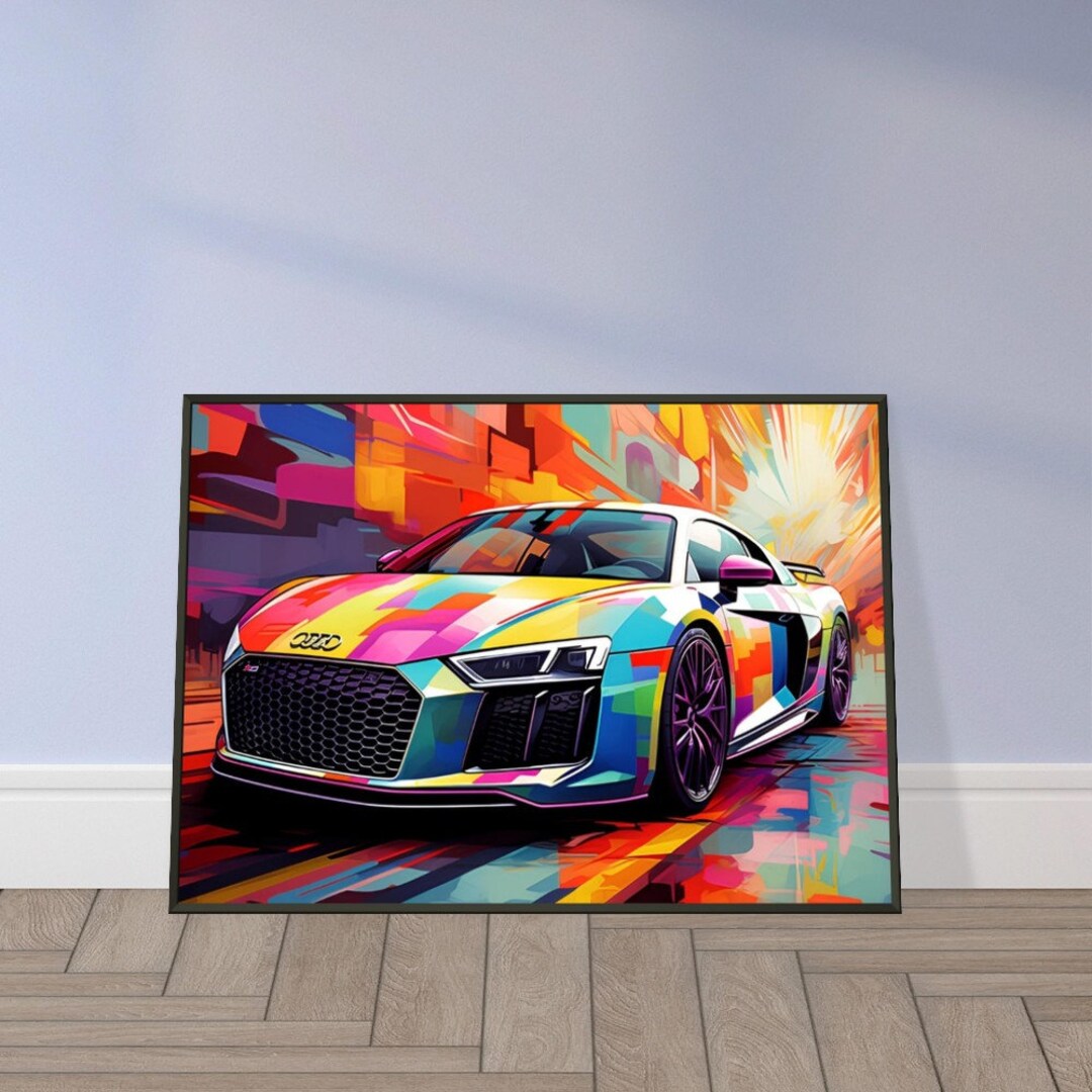 Audi R8 V10 Pop Art Wall Art, Metal Framed Poster Print, Car Wall Art ...