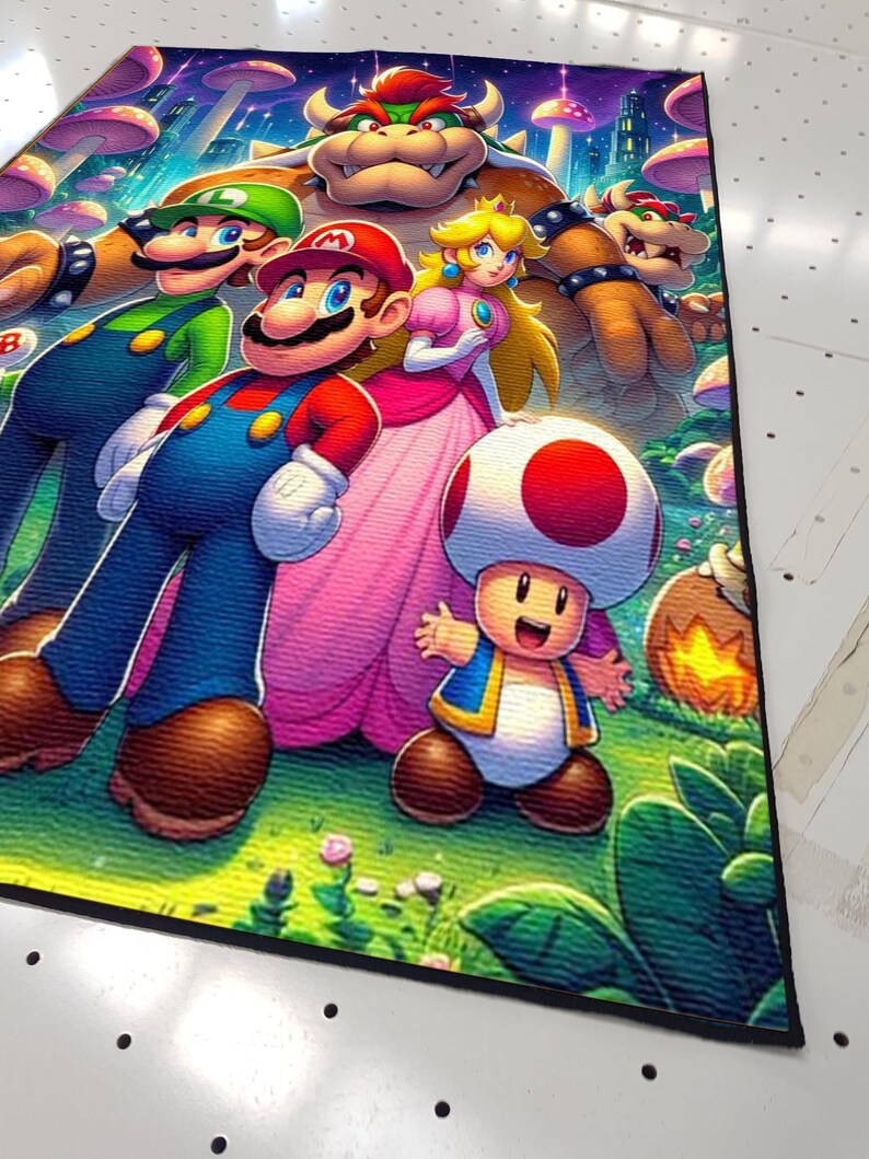 Retro Mario Game Rug: Colorful Kids Room Decor, Non-slip - Etsy