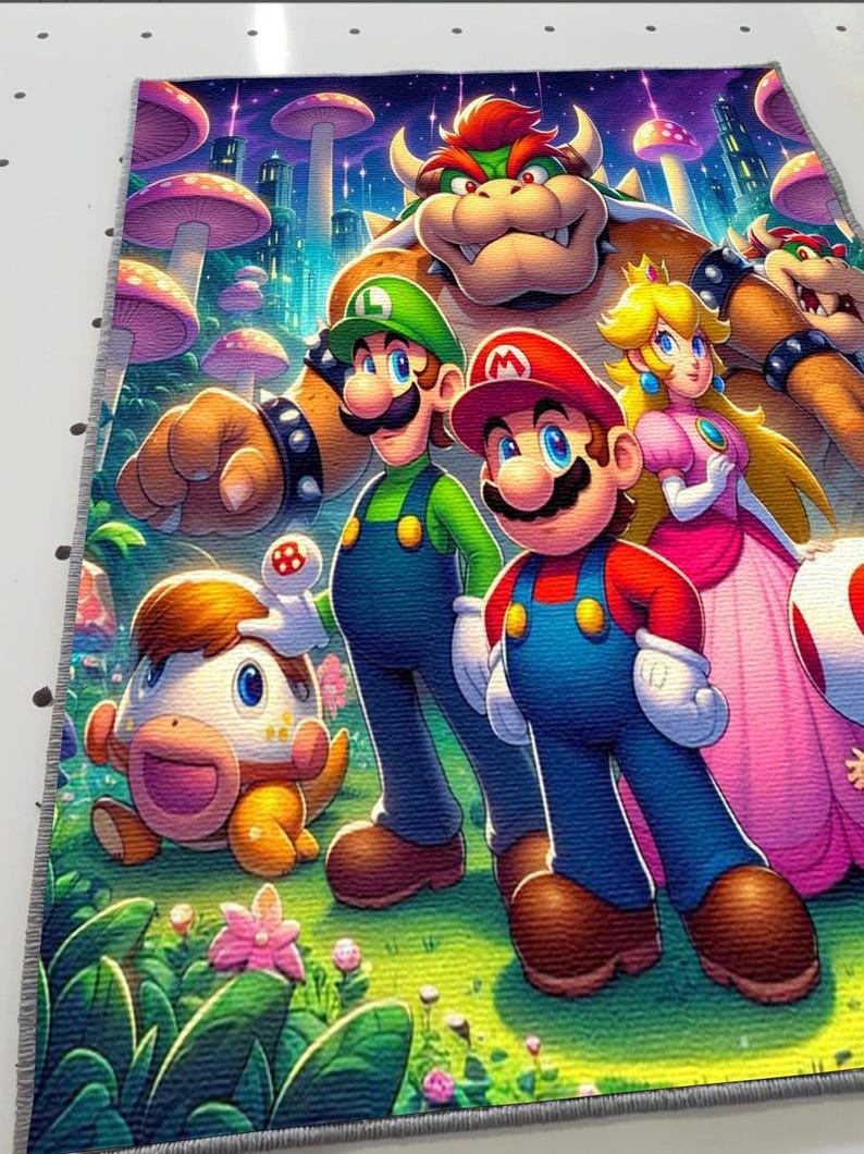 Retro Mario Game Rug: Colorful Kids Room Decor, Non-slip - Etsy
