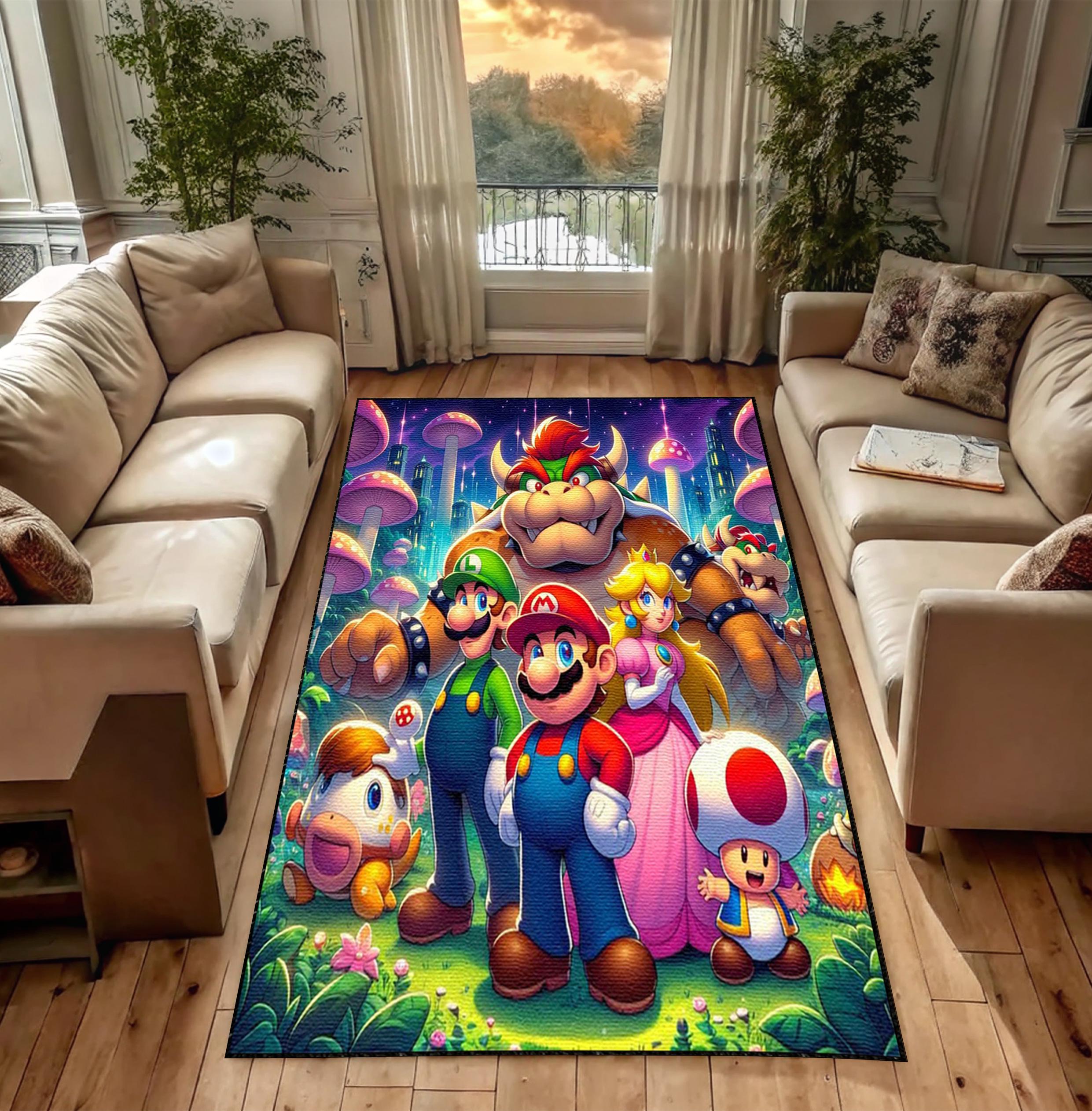 Retro Mario Game Rug: Colorful Kids Room Decor, Non-slip - Etsy