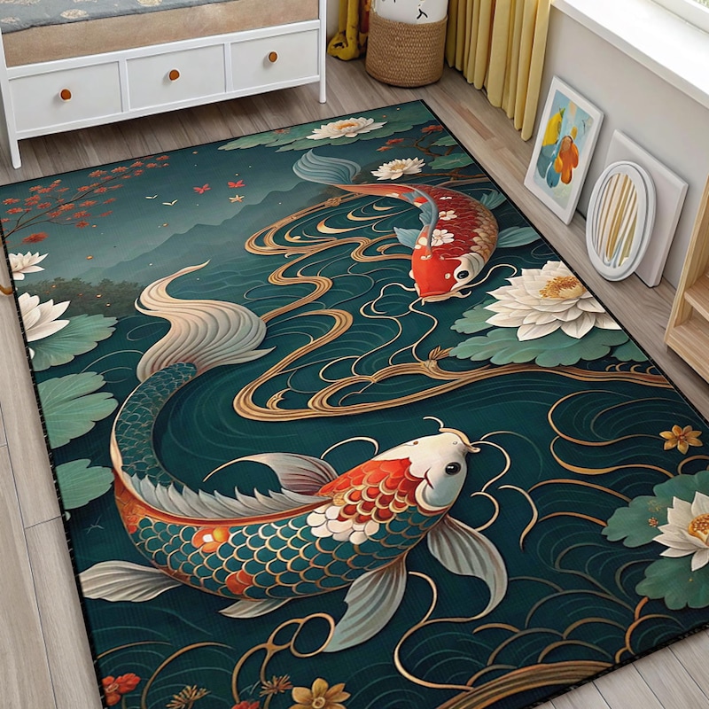 Koi Fish Rug 8x10 - Etsy UK