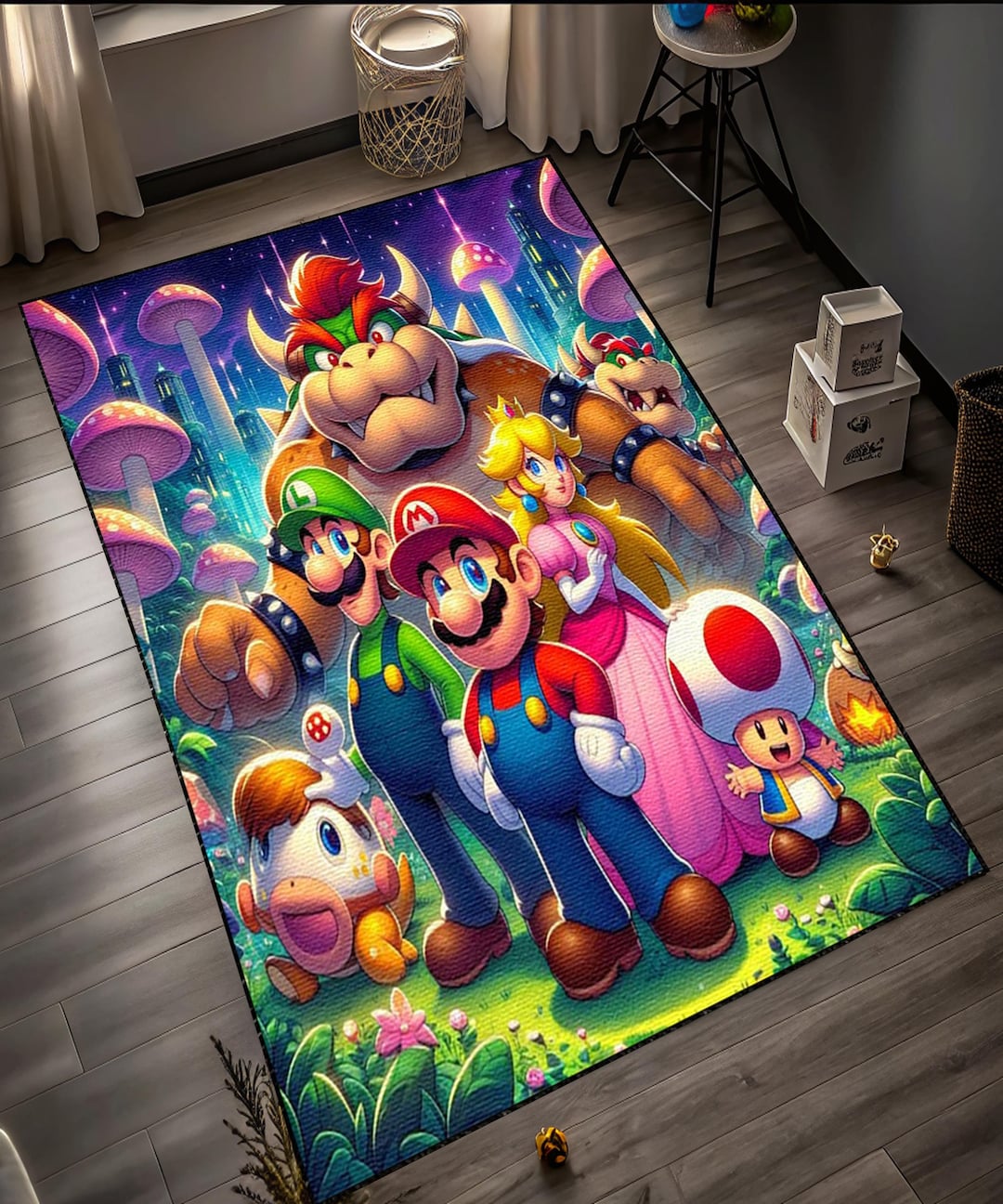 Retro Mario Game Rug: Colorful Kids Room Decor, Non-slip - Etsy