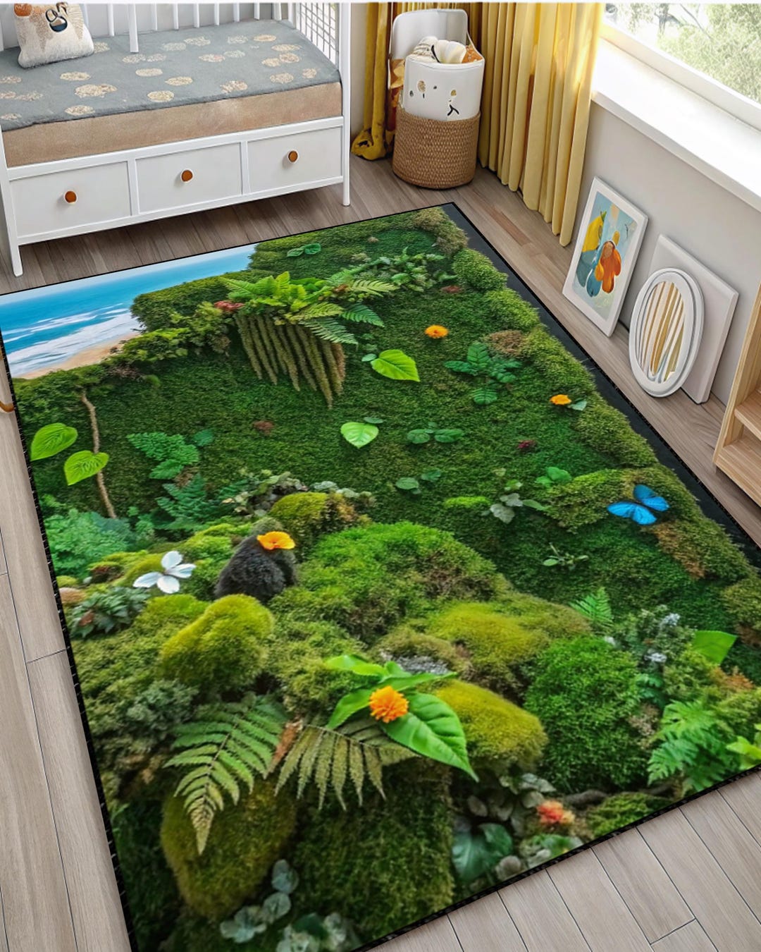 Moss Green Area Rug: Forest Theme, Non-slip, Washable - Etsy
