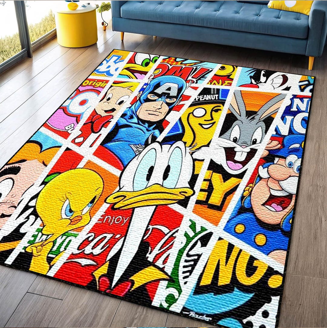Cartoon Character Rug: Custom Kids Room Nursery Rug, Washable - Etsy