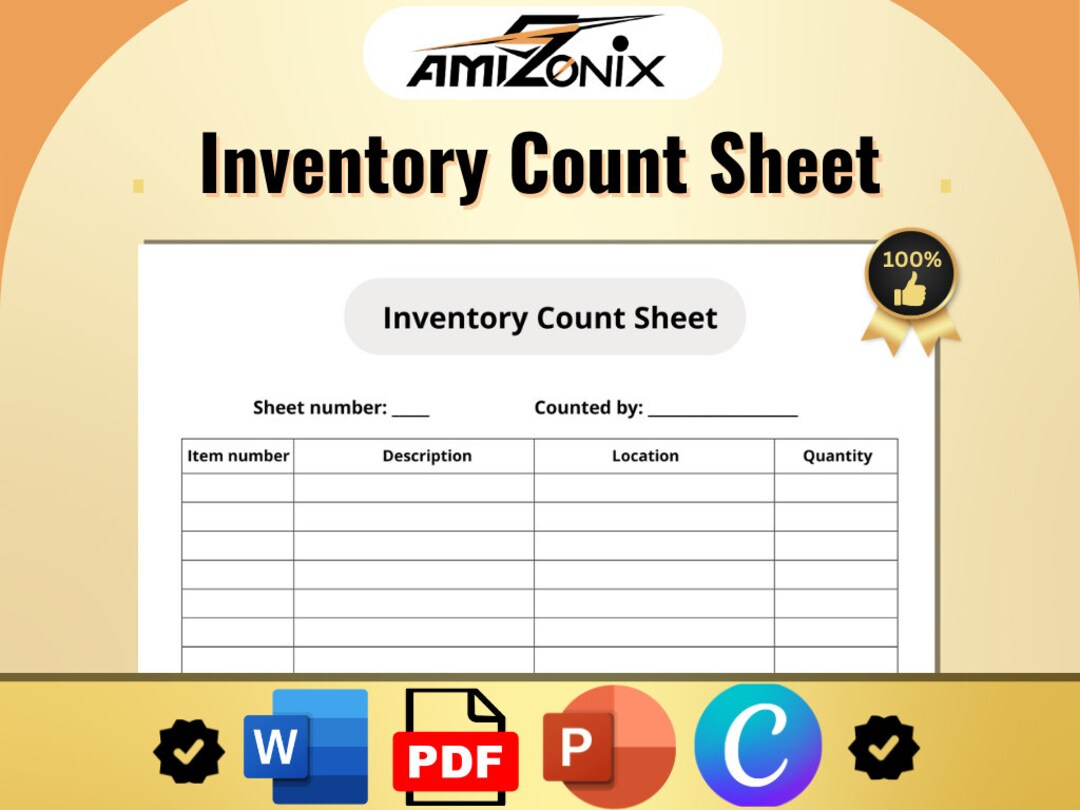 Inventory Count Sheet , Inventory Tracker for Small Business, Printable ...