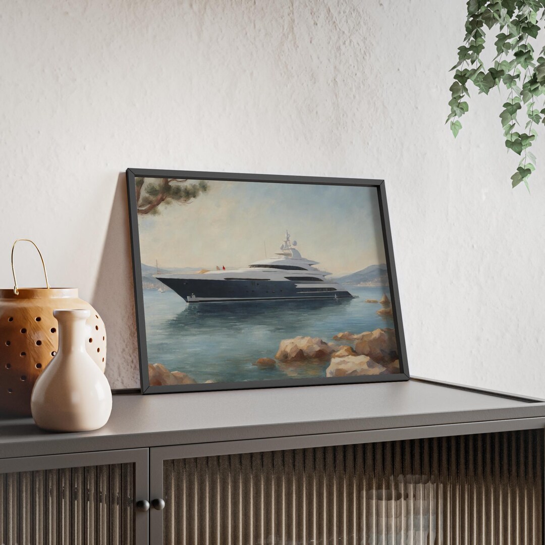 Luxury Yacht Art Print, Nautical Wall Decor, Coastal Home Aesthetic ...