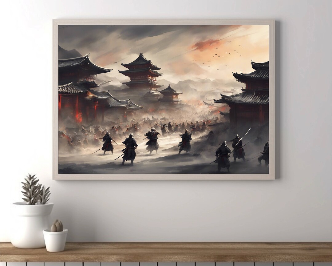 Samurai Wall Art, Samurai Painting, Samurai, Painting,vintage Painting ...