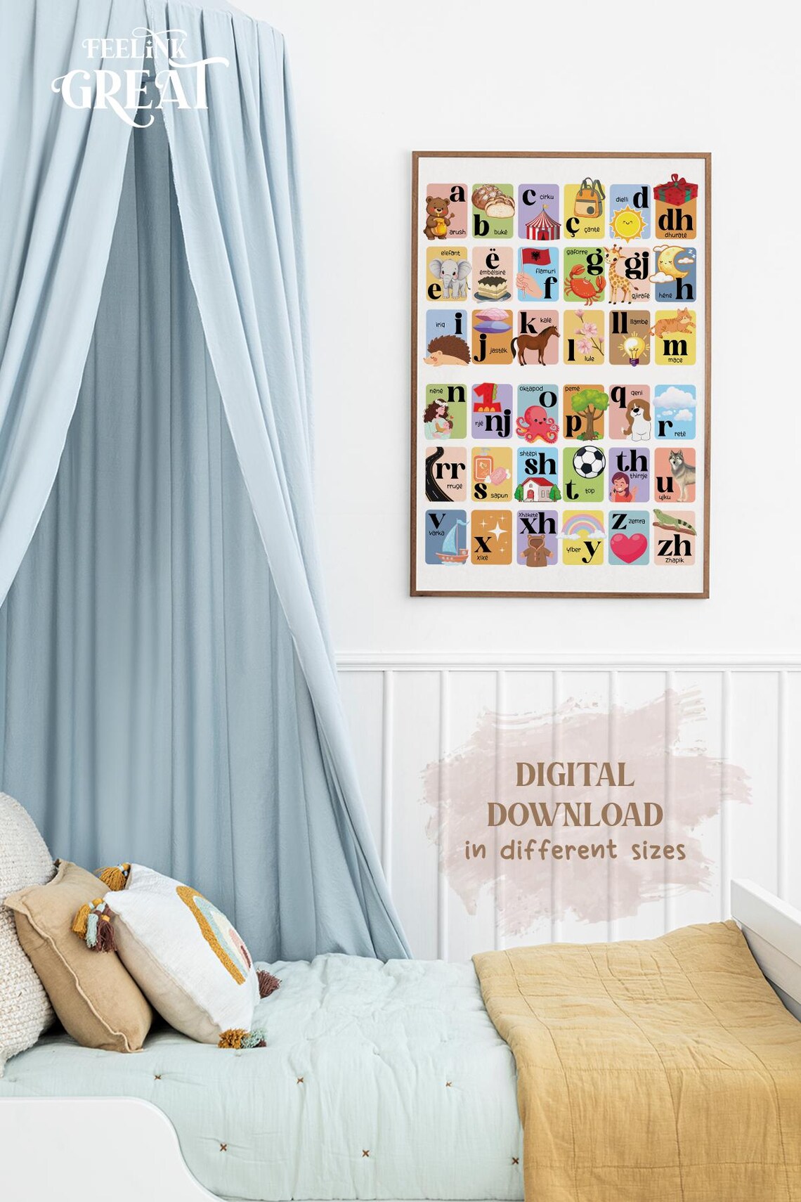 Albanian Alphabet Poster: ABC Shqip Educational Wall Art (digital ...