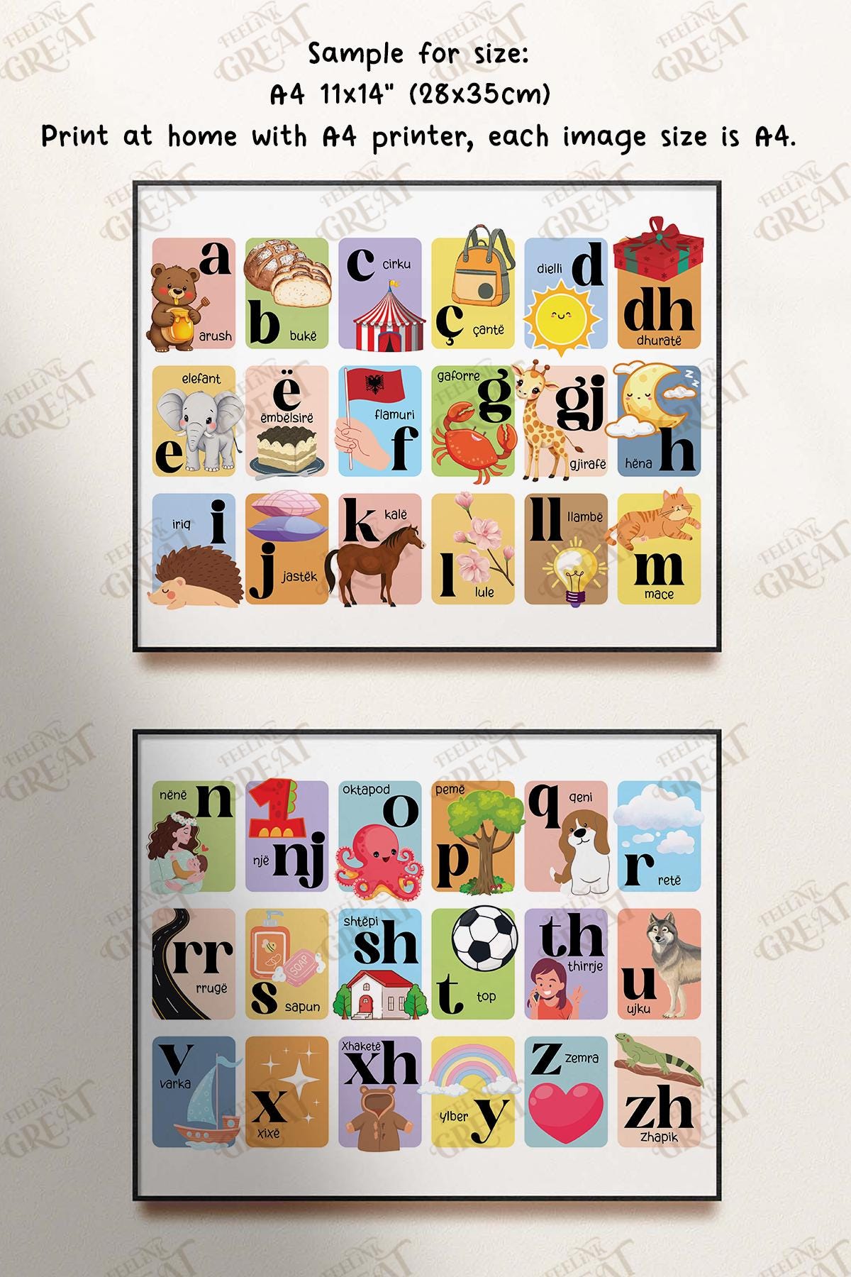 Albanian Alphabet Poster: ABC Shqip Educational Wall Art (digital ...