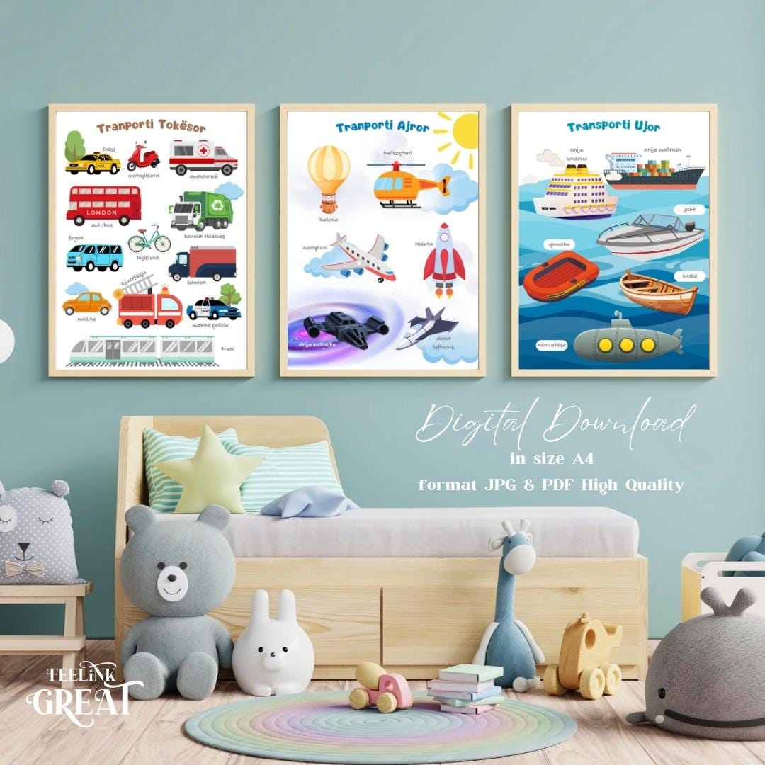 Albanian Learning Poster | Transport Vocabulary for Kids | Bilingual ...