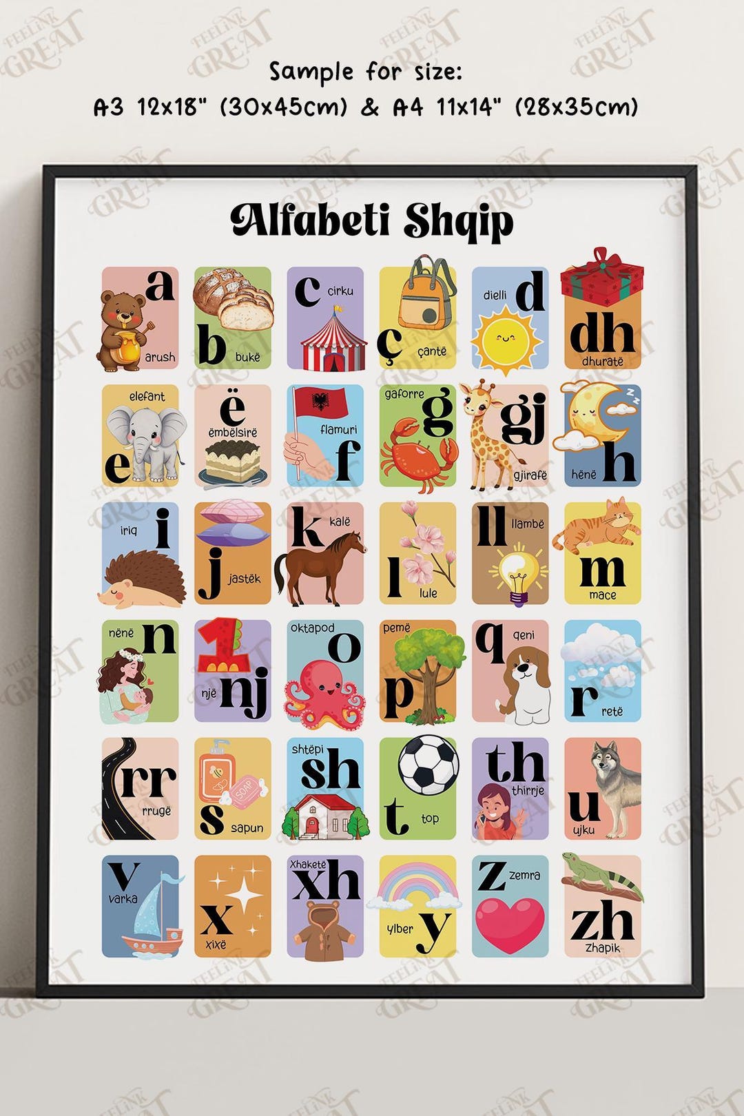 Albanian Alphabet Poster: ABC Shqip Educational Wall Art (digital ...
