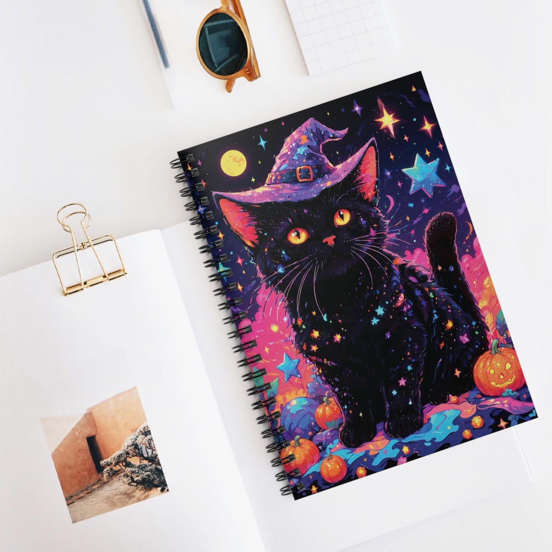 Witchy Cat Spiral Notebook - Perfect for Halloween, Planning Journaling ...