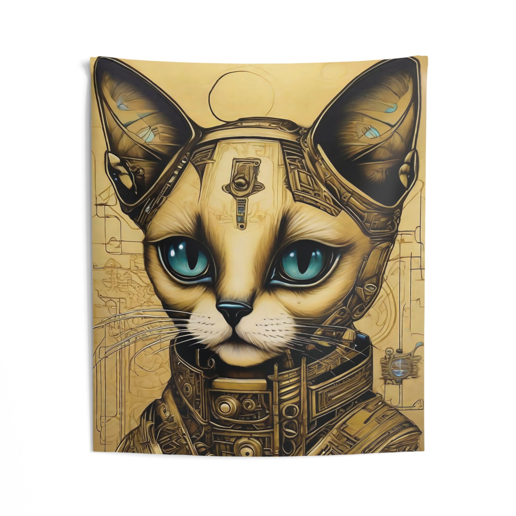 Cat Tapestry Siamese Kitten Retro Futurism Visions Cyberpunk Graphic ...