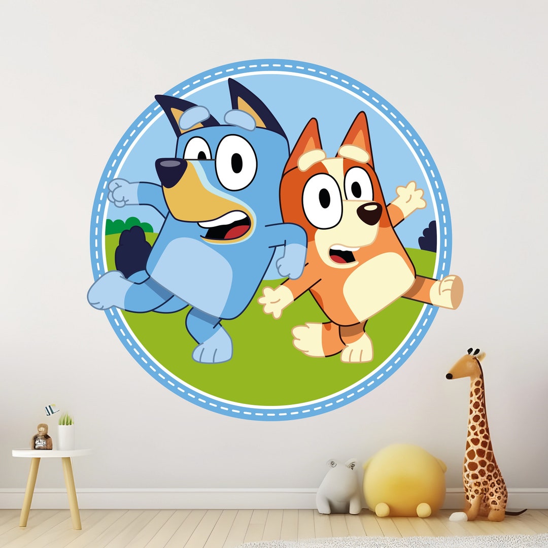 Bluey Vinyl Wall Graphic, Bedroom Decor, Nursery Wallpaper Sticker ...