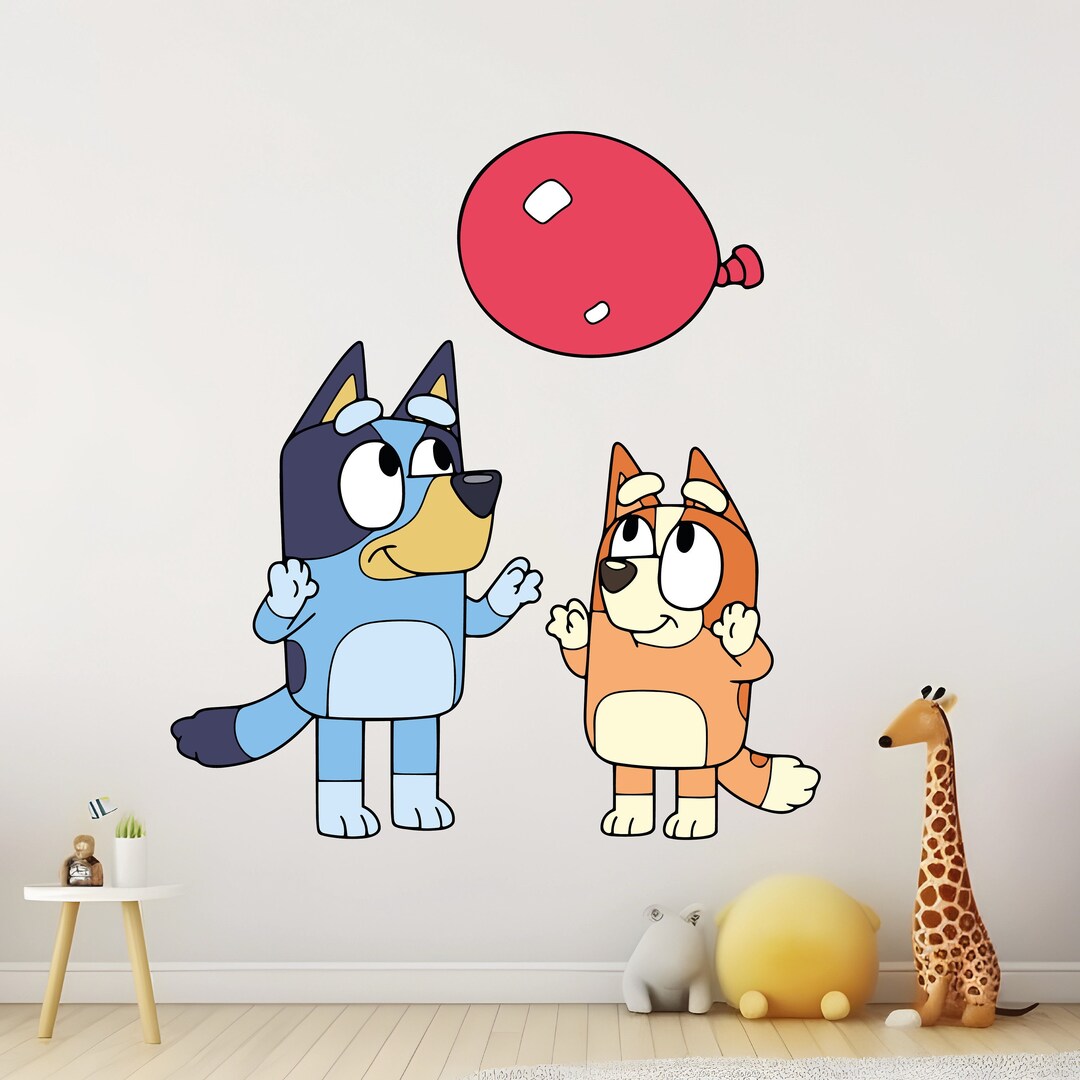 Bluey Vinyl Wall Graphic, Bedroom Decor, Nursery Wallpaper Sticker ...