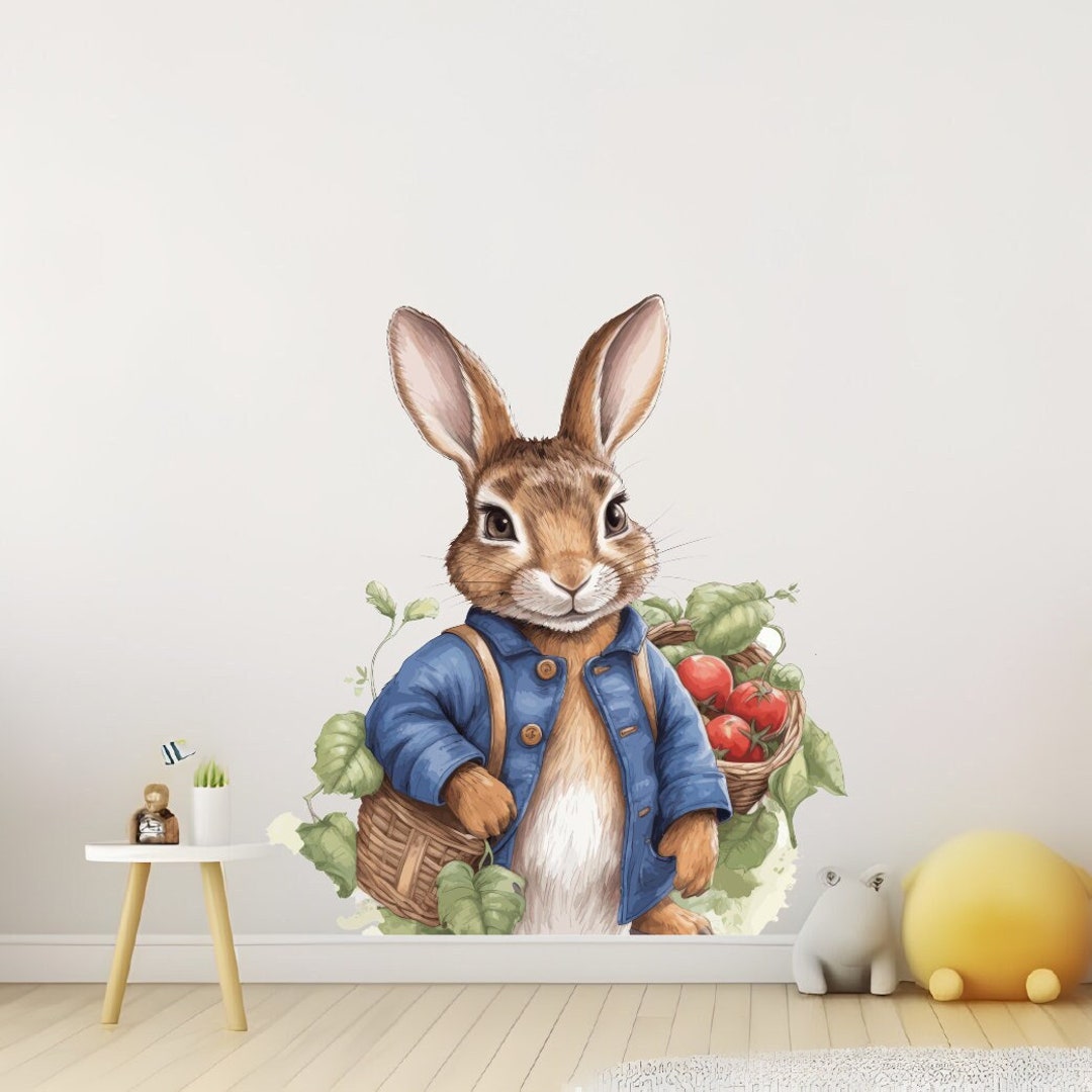 Peter Rabbit Vinyl Graphic, Rabbit Wall Decor, Nursery Wallpaper ...