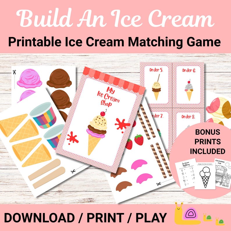 Build an Ice Cream Game Printable | Digital Colour Matching Activity ...